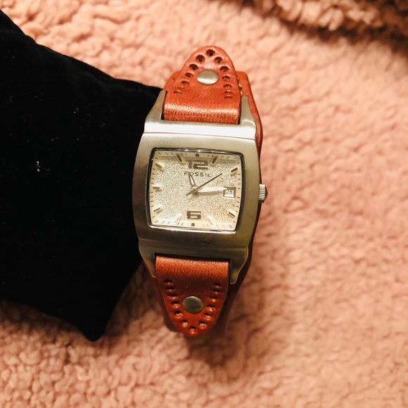 Fossil | Accessories | Fossil Square Clear Face Leather Watch | Poshmark